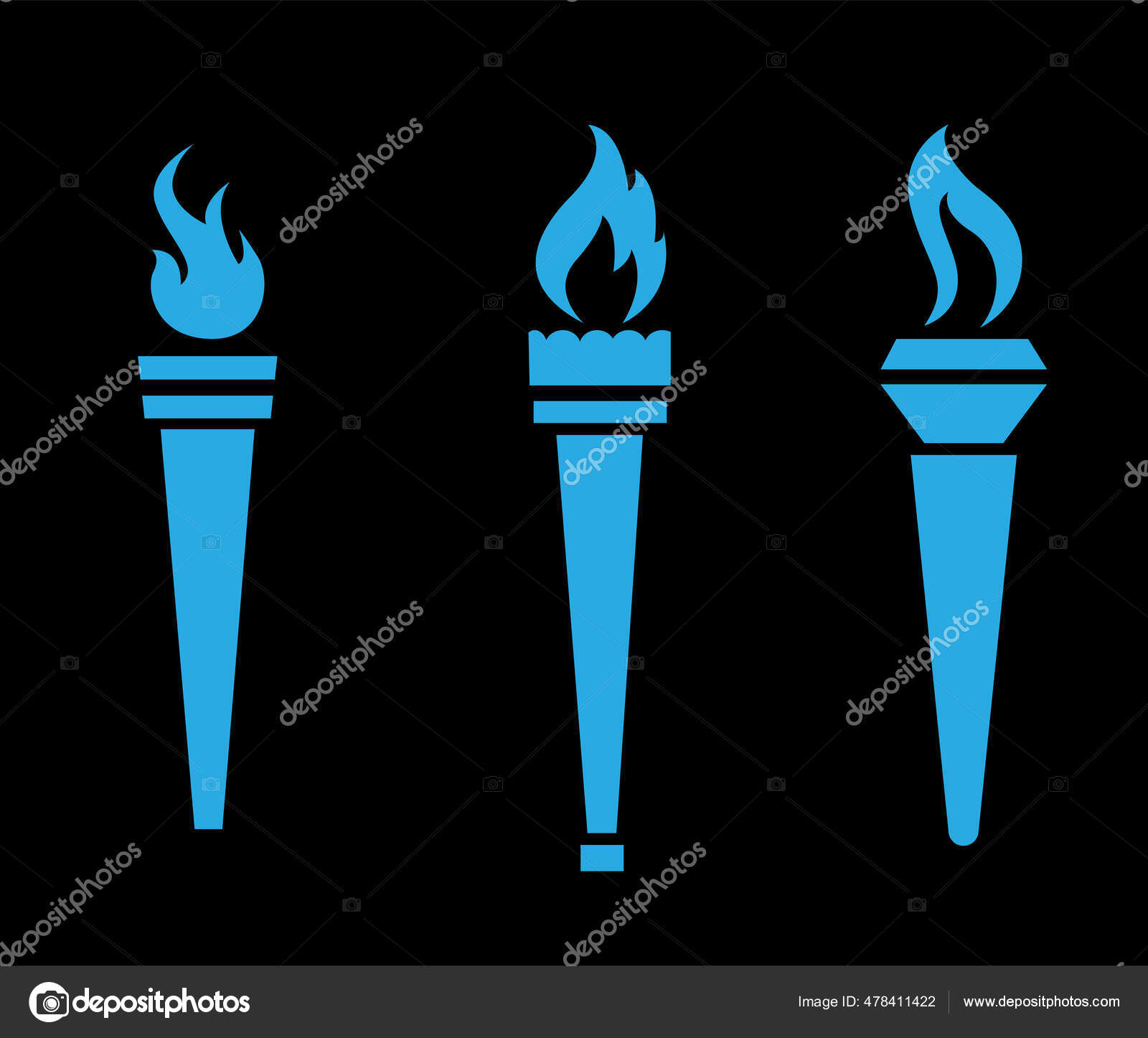 Blue Torch Olympic Games Collection Flaming Black Background ...