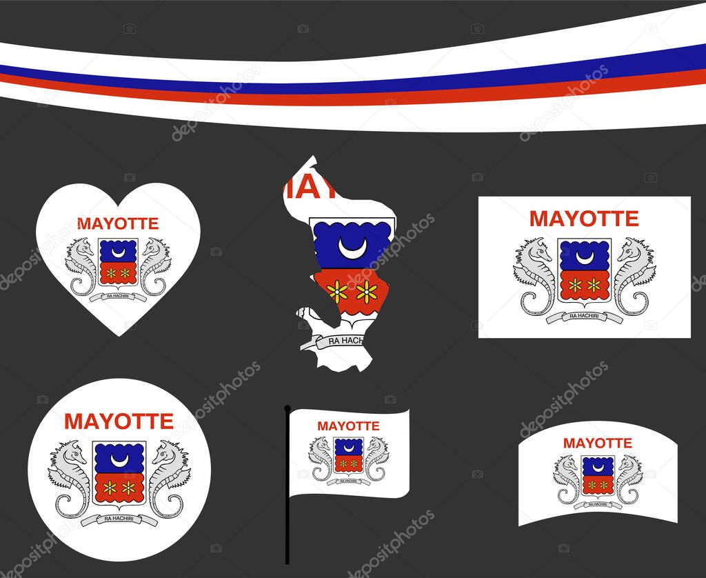 Mapa de la Bandera de Mayotte Iconos de Cinta y Coraz n Vector ...