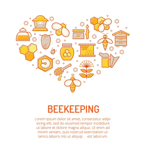 Seamless honey pattern with stroked beekeeping signs - honey bees, bee ...
