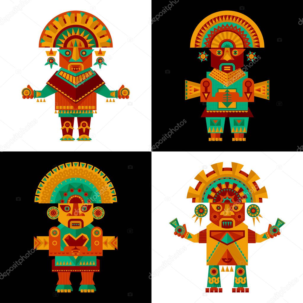 Esculturas ceremoniales incas. Ilustración vectorial 2025