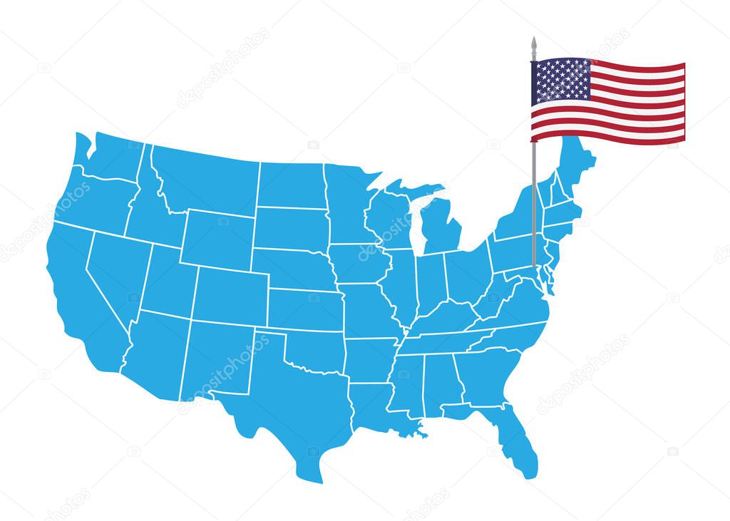 Ilustración vectorial Mapa de USA. Estados y territorios de los Estados ...