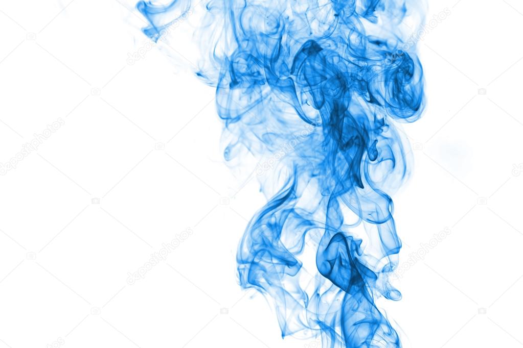 Humo azul claro sobre fondo blanco: fotografía de stock ...