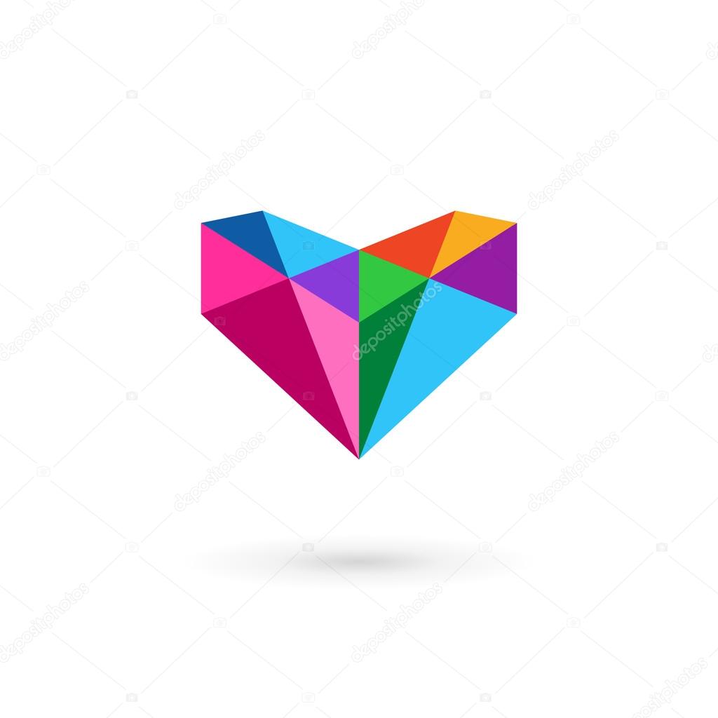 Diamond logo icon design template with letter V and heart — Stock ...