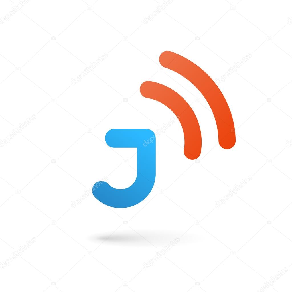 Letter J wireless logo icon design template elements Stock Vector Image ...
