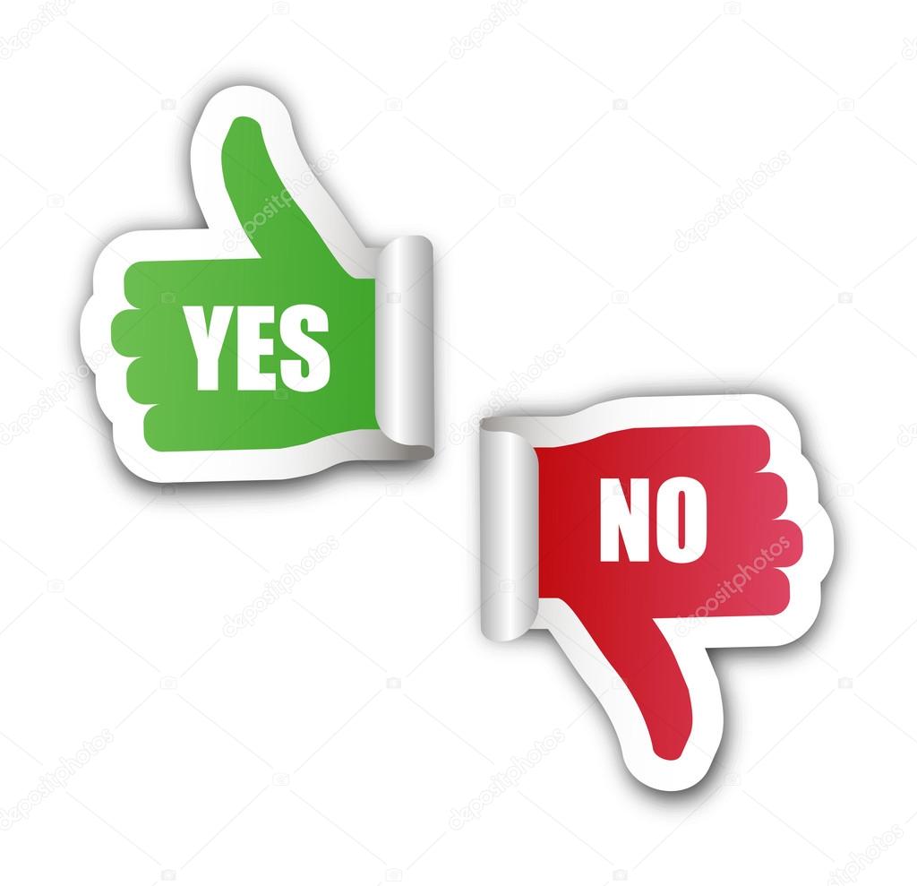 Yes no hand stickers Stock Vector by ©houbacze 81538876