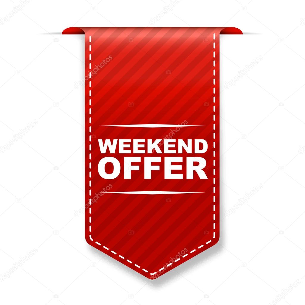oferta de fin de semana de diseño de banner vector rojo 2025