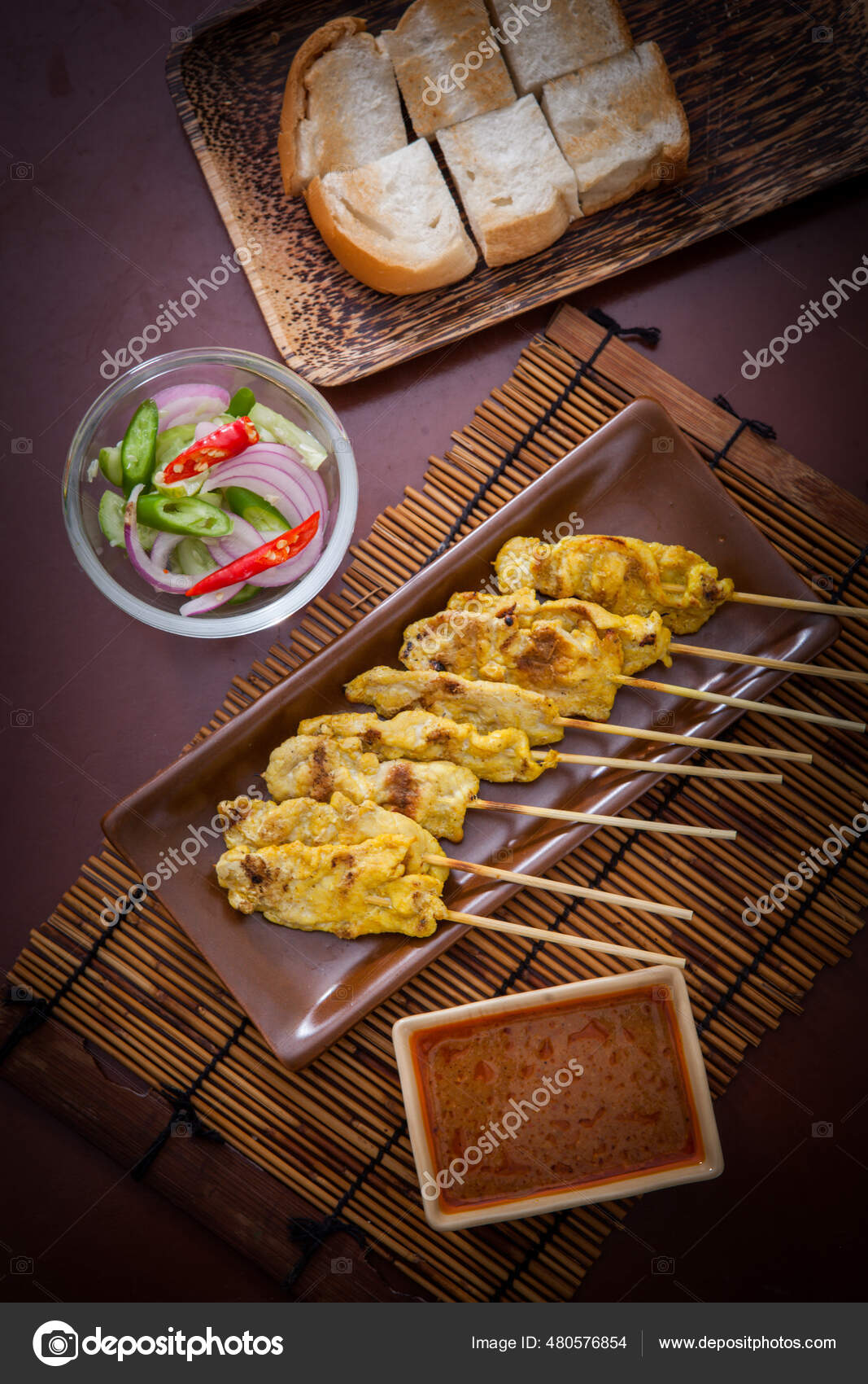 Chicken Satay Grilled Meat Served Peanut Sauce — Stock Photo © Naito29 ...
