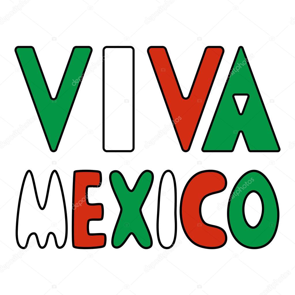Viva Mexico - lettering by black, white, red, and green colors vector ...