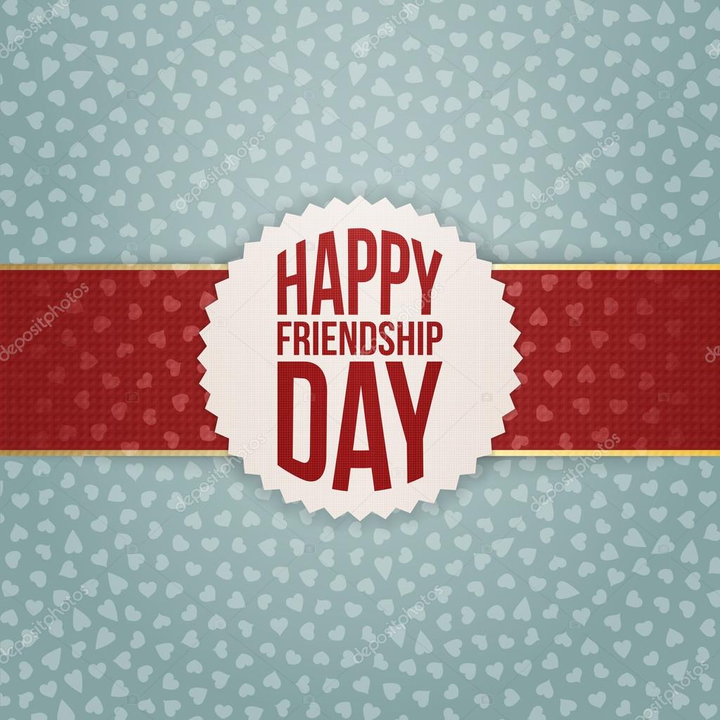 Happy Friendship Day realistic Tag on red Ribbon Stock Vector Image by ...