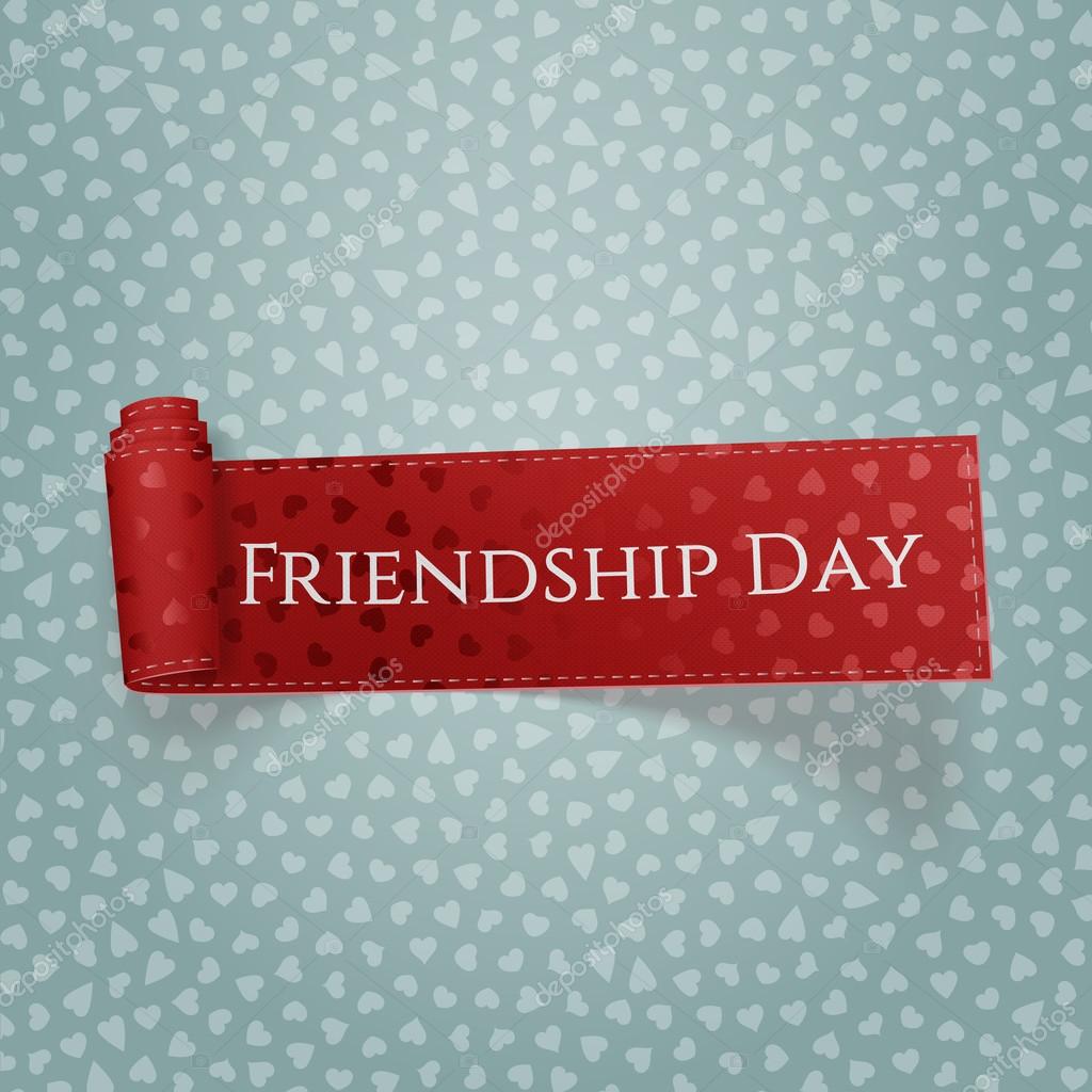 Friendship Day realistic red scroll Ribbon Stock Vector Image by ...