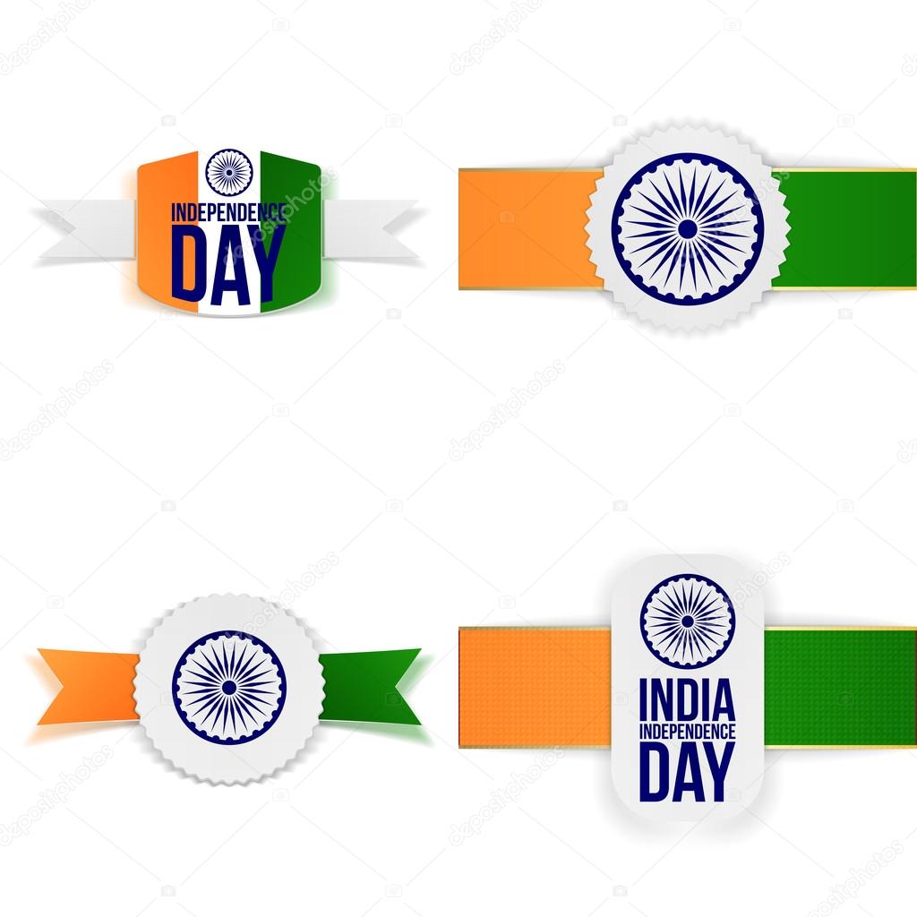 India Independence Day paper Labels Set Stock Vector Image by ...