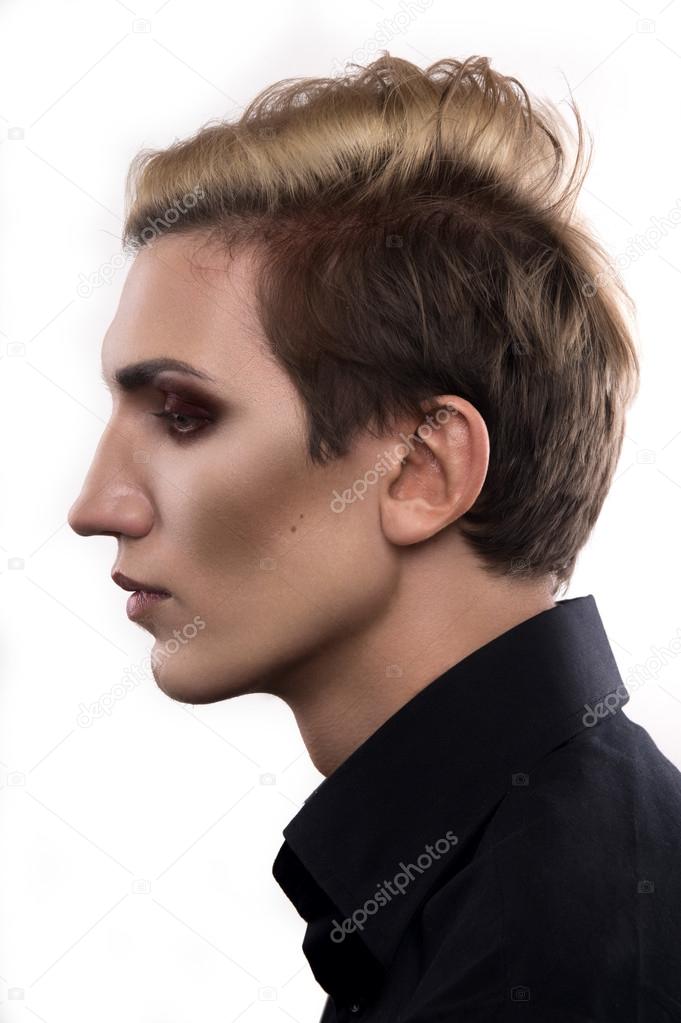 Androgynous male fashion model looking away Stock Photo by ©Slavaleks ...