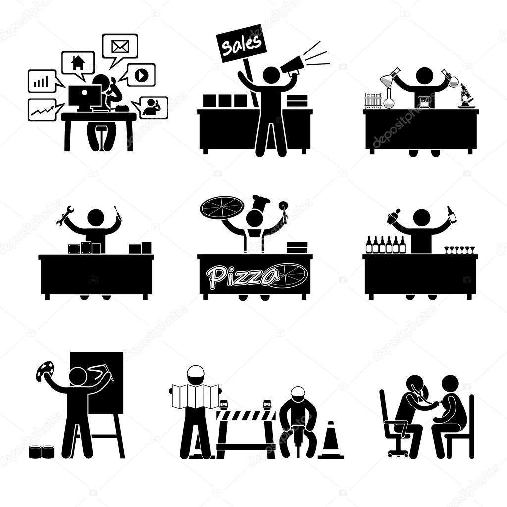 Icon Human Labor. jobs icons over white background vector illustration ...
