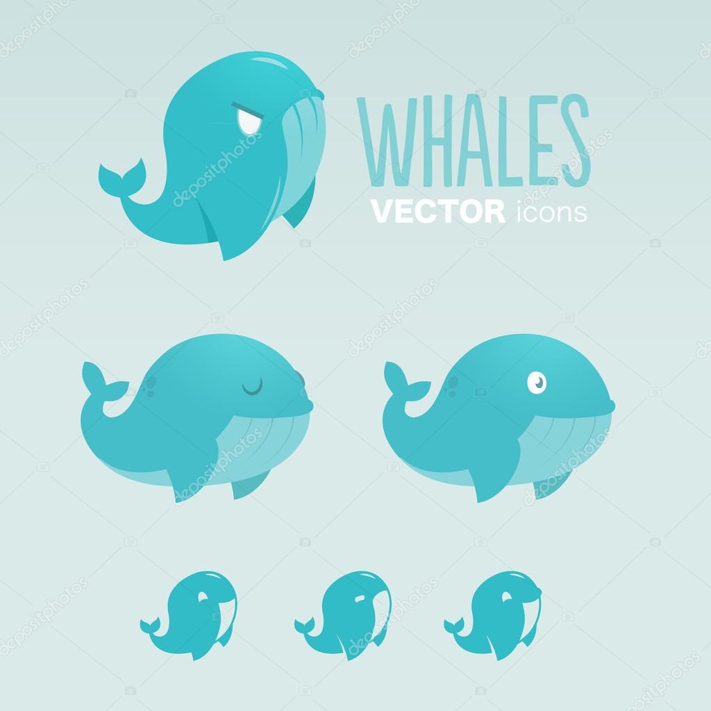 Iconos de ballenas azules logotipo símbolos ilustración Plantilla ...
