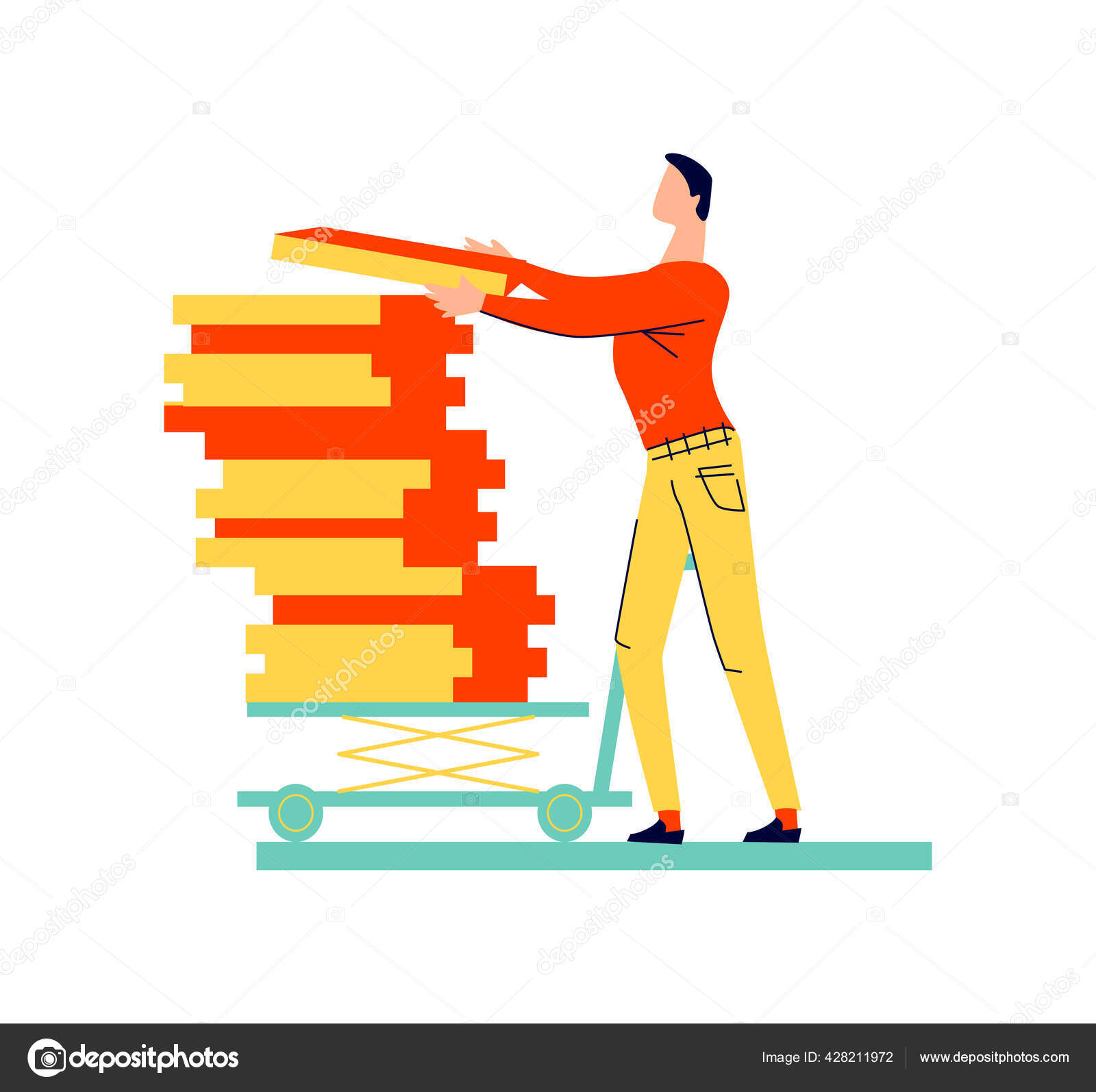 Hombre personaje se mueve vector de dibujos animados de carga Vector de ...