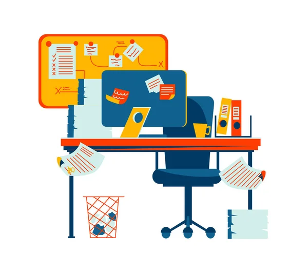 Messy Office Desk Clipart