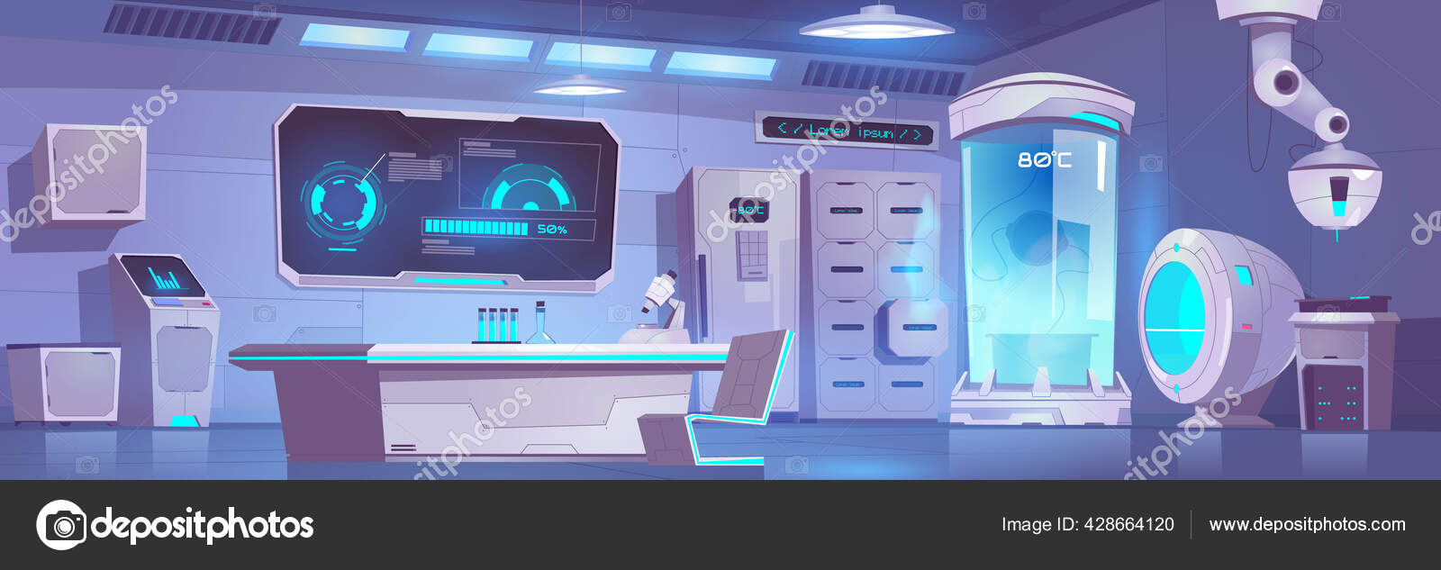 Cryonics laboratory empty interior with equipment Stock Vector Image by ...