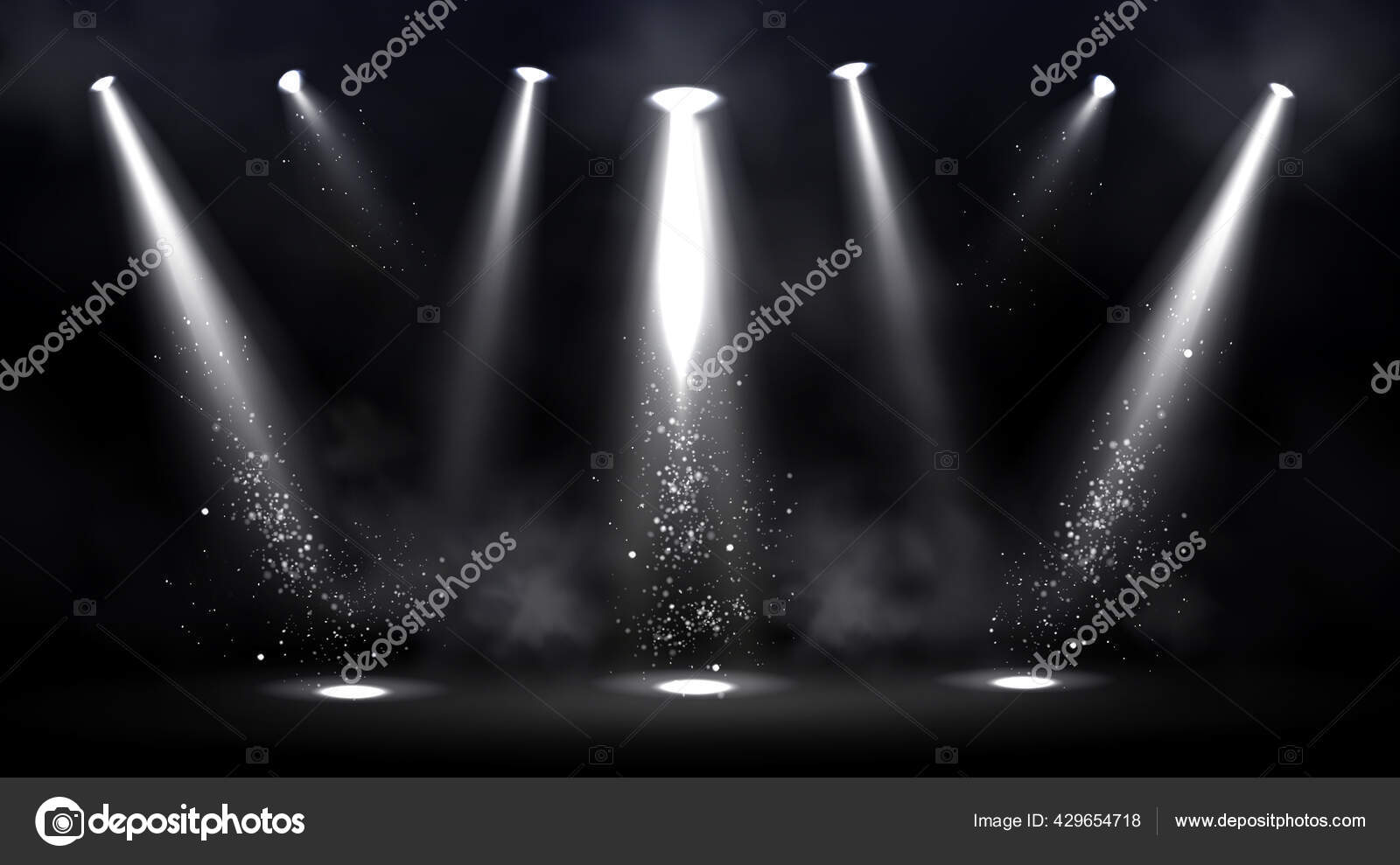 Stage illuminated by spotlights with smoke Stock Vector Image by ...