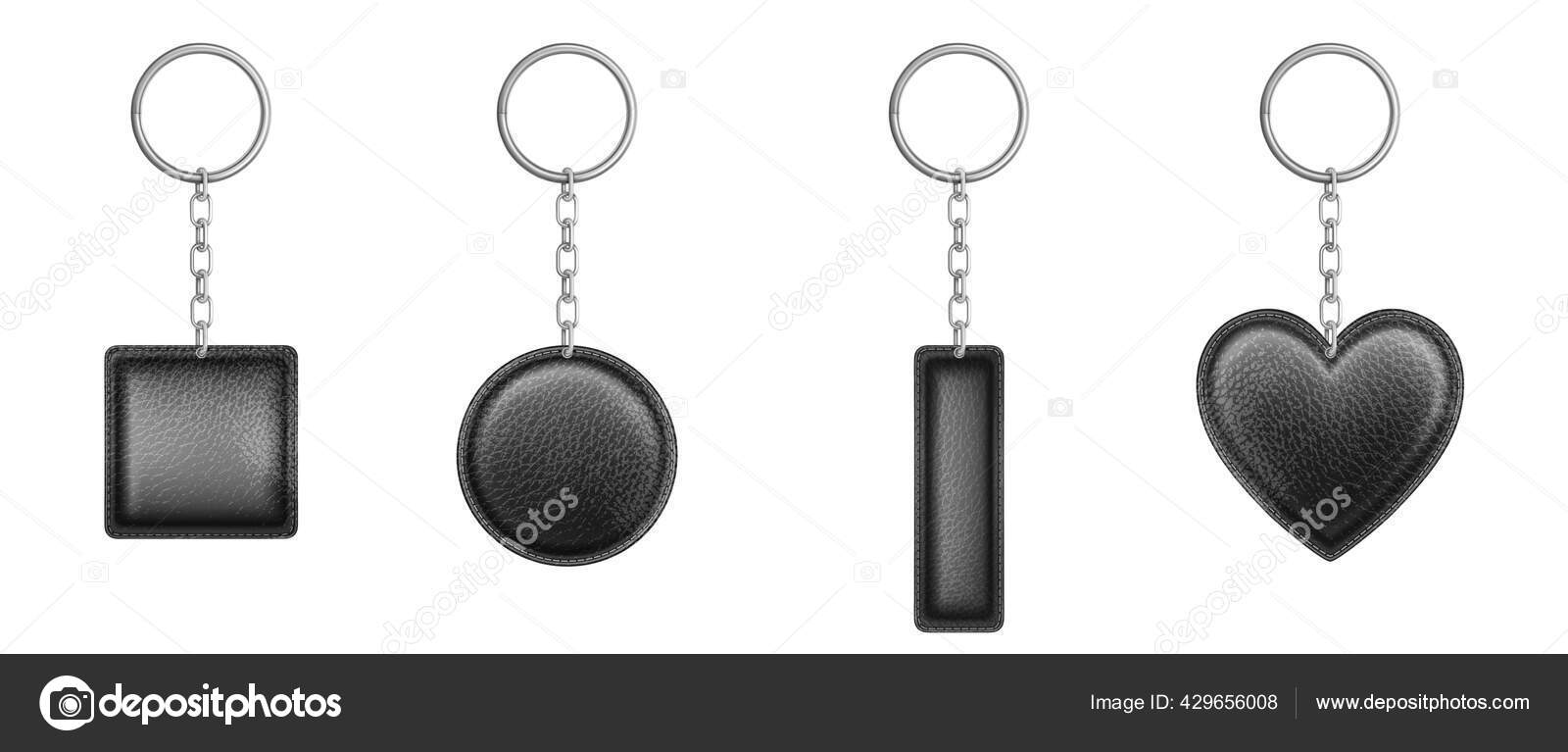 Vector realistic set of black leather keychain Stock Vector Image by ...