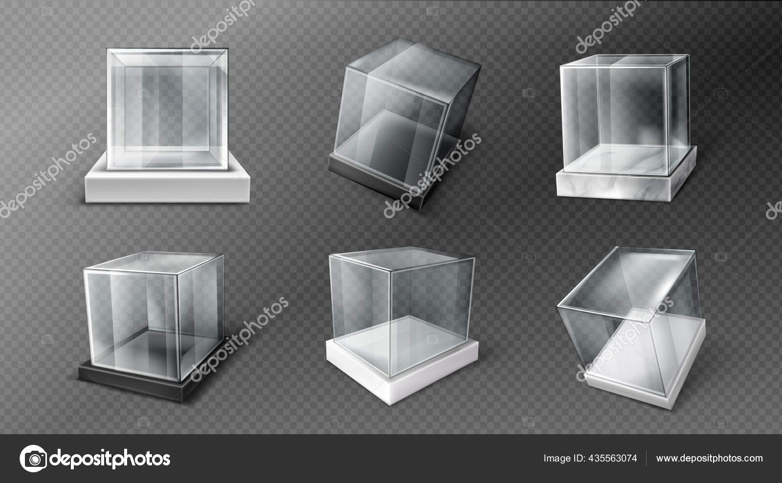 Glass cube boxes, clear acrylic showcases Stock Vector by ©klyaksun ...
