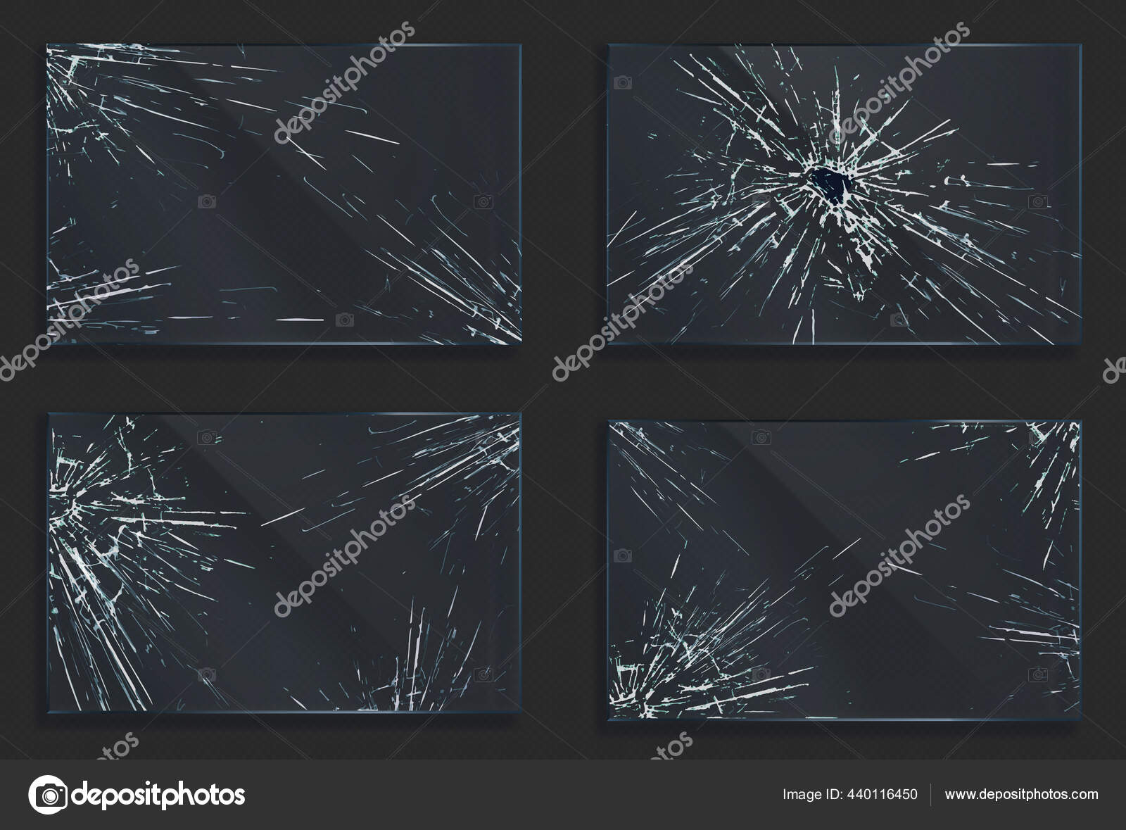 Broken glass with cracks and hole from impact Stock Vector by ©klyaksun ...
