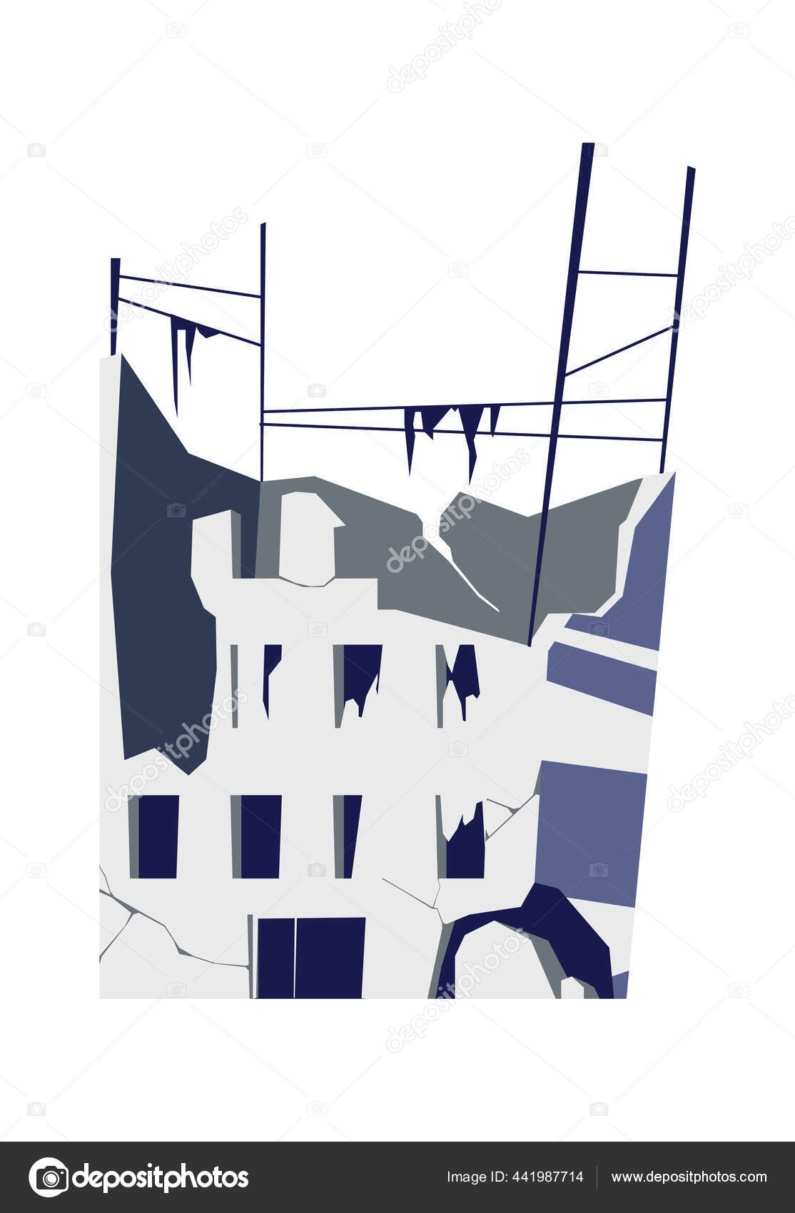 Destroyed building, damaged structure cartoon Stock Vector by ©klyaksun ...