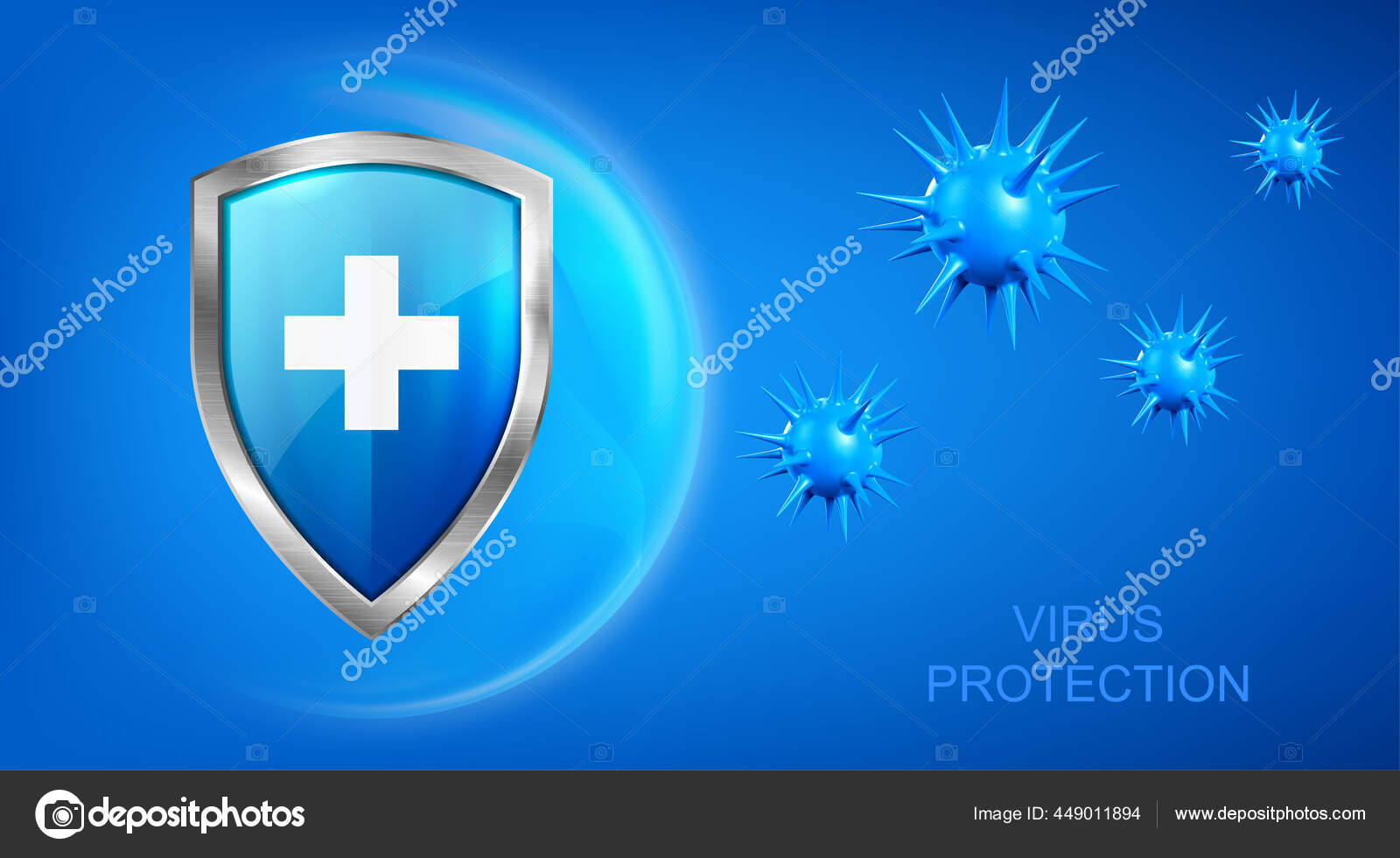 Virus protection banner with shield and bacteria Stock Vector Image by ...