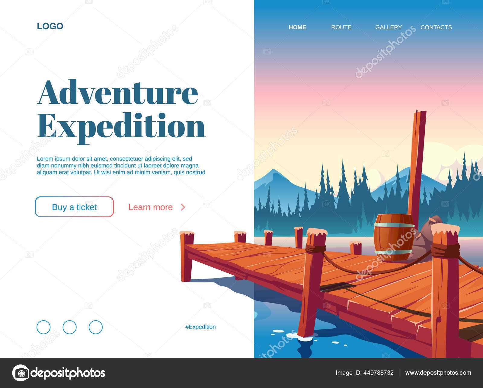 Adventure expedition cartoon landing page, banner Stock Vector Image by ...