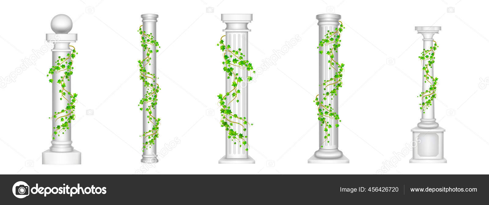 Ivy columns, antique pillars with climbing plant Stock Vector Image by ...