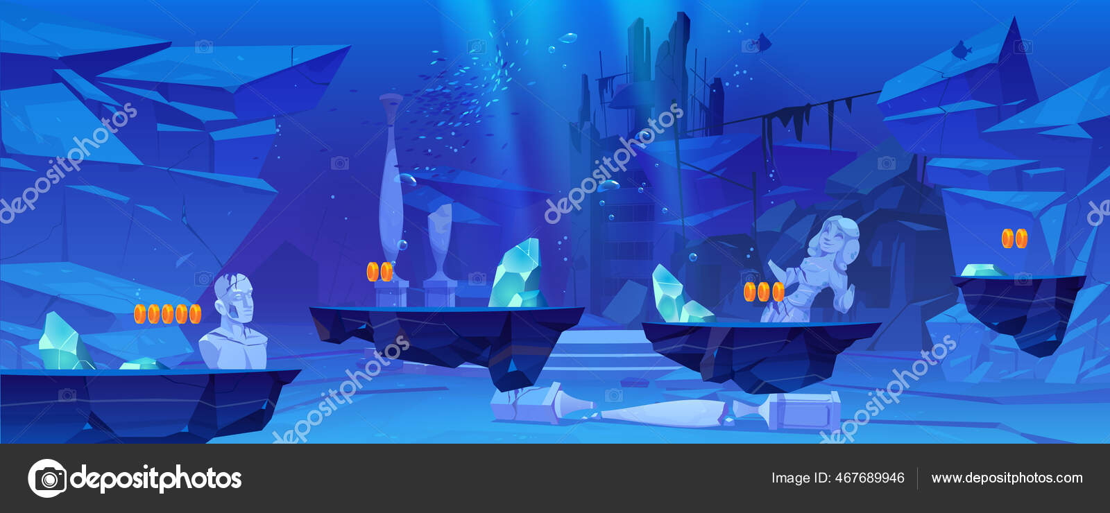 Game level background with platforms under water Stock Vector Image by ...
