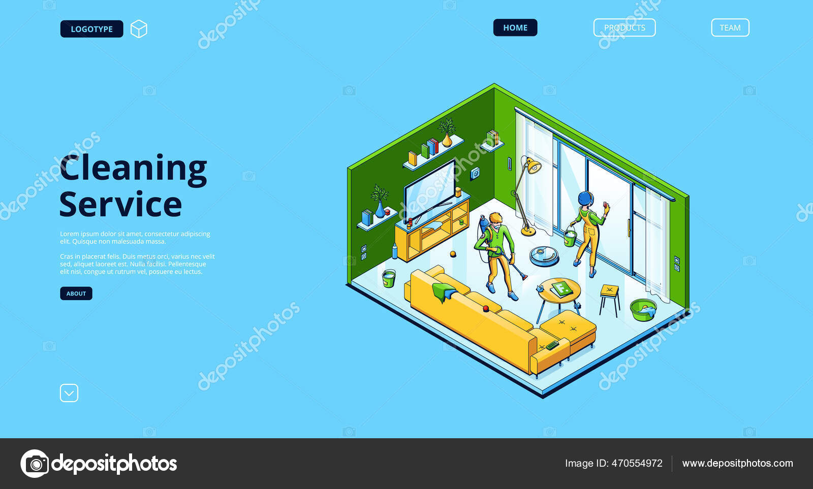Cleaning service isometric landing page, Stock Vector by ©klyaksun ...