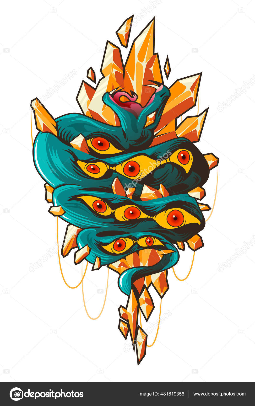 Tattoo art with snake with pattern of eyes on skin Stock Vector Image ...