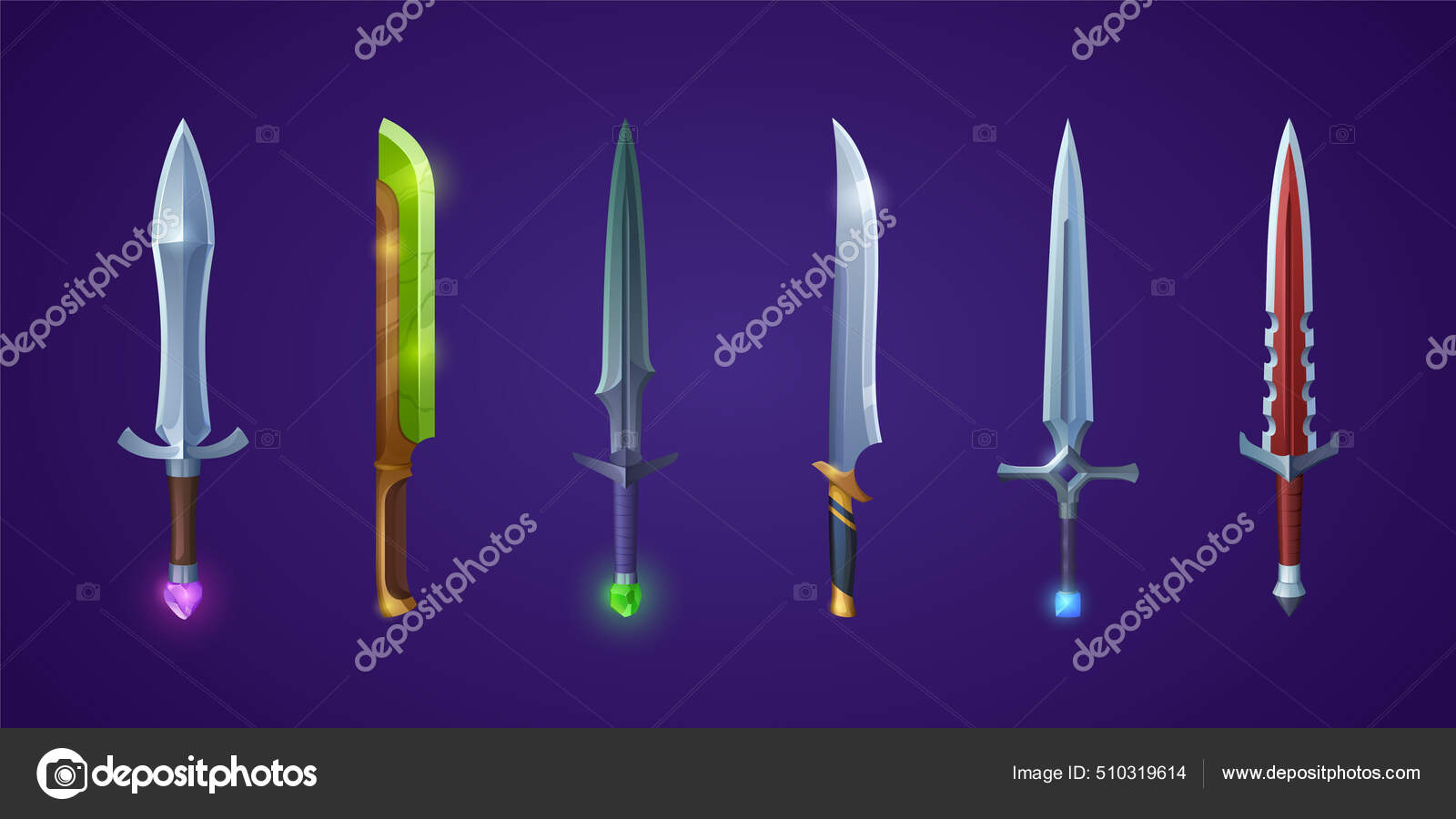 Set of magic swords, space laser futuristic blades Stock Vector Image ...