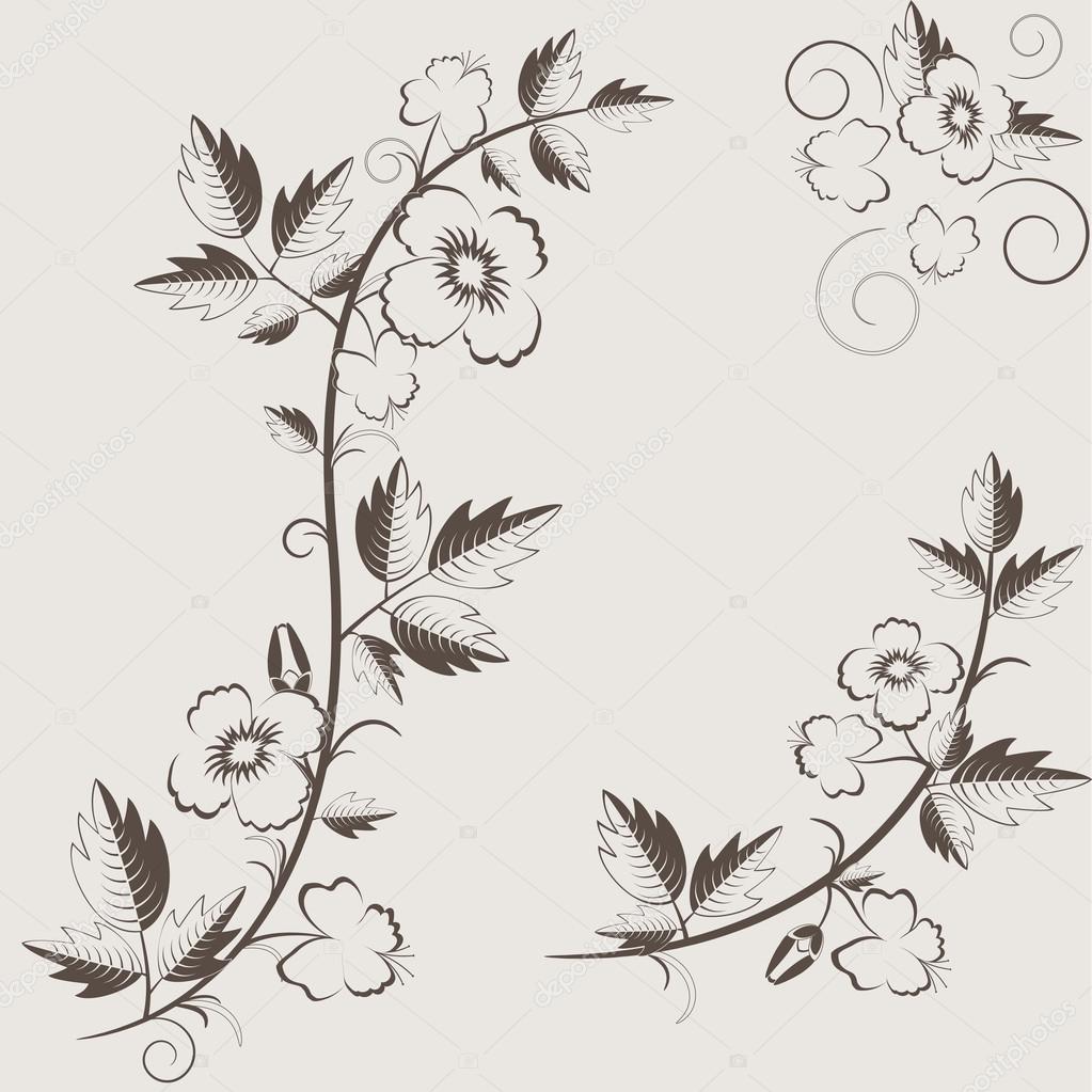 Vector retro floral background with flowers Stock Vector Image by ...