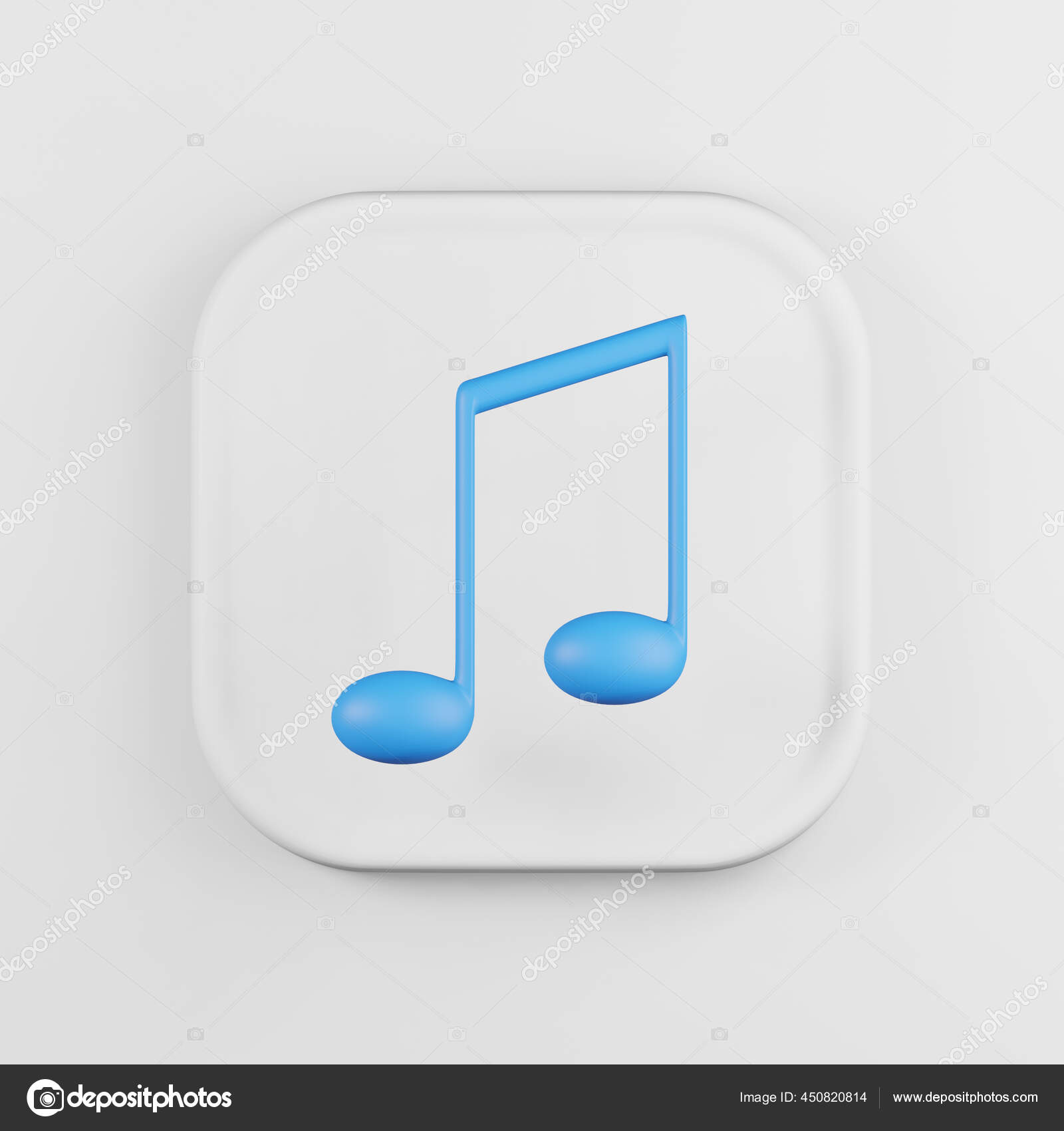 Blue Musical Note Icon Rendering White Square Button Key Interface — Stock Photo © Photolas ...
