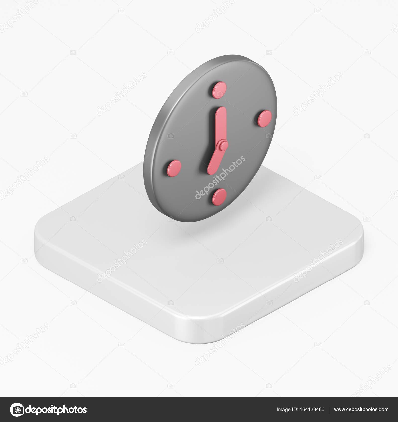 Black Wall Clock Icon Red Arrows Rendering Square Button Key — Stock Photo © Photolas #464138480