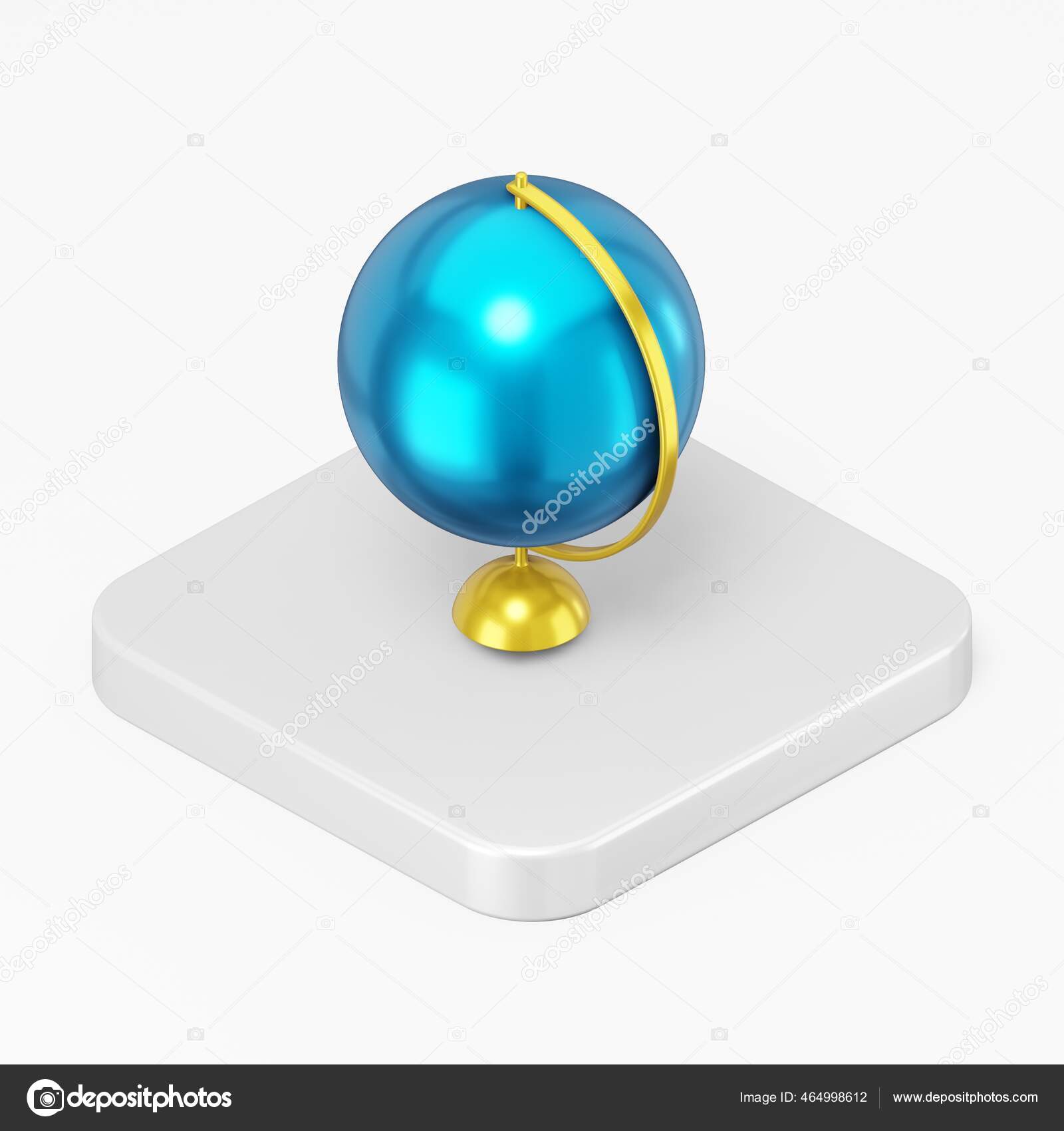 Globe Icon Stand Rendering Square Button Key Isometric View Interface — Stock Photo © Photolas ...