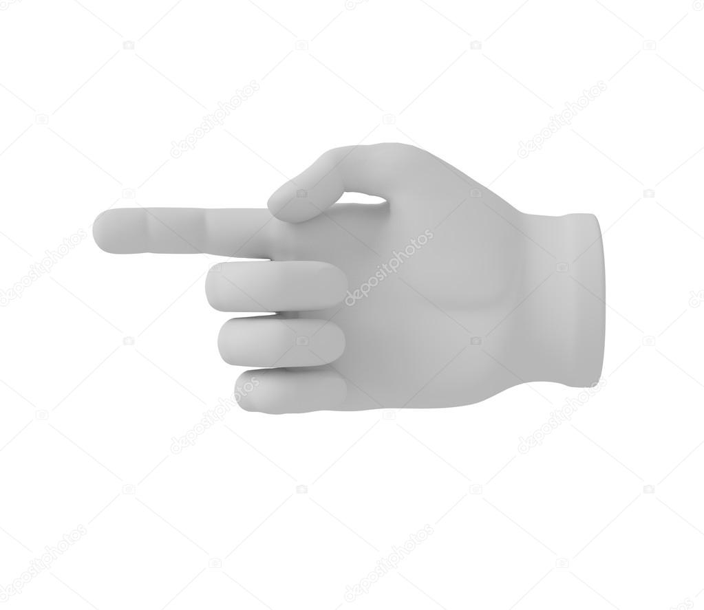 3d white human hand. Forefinger left or right . White background ...