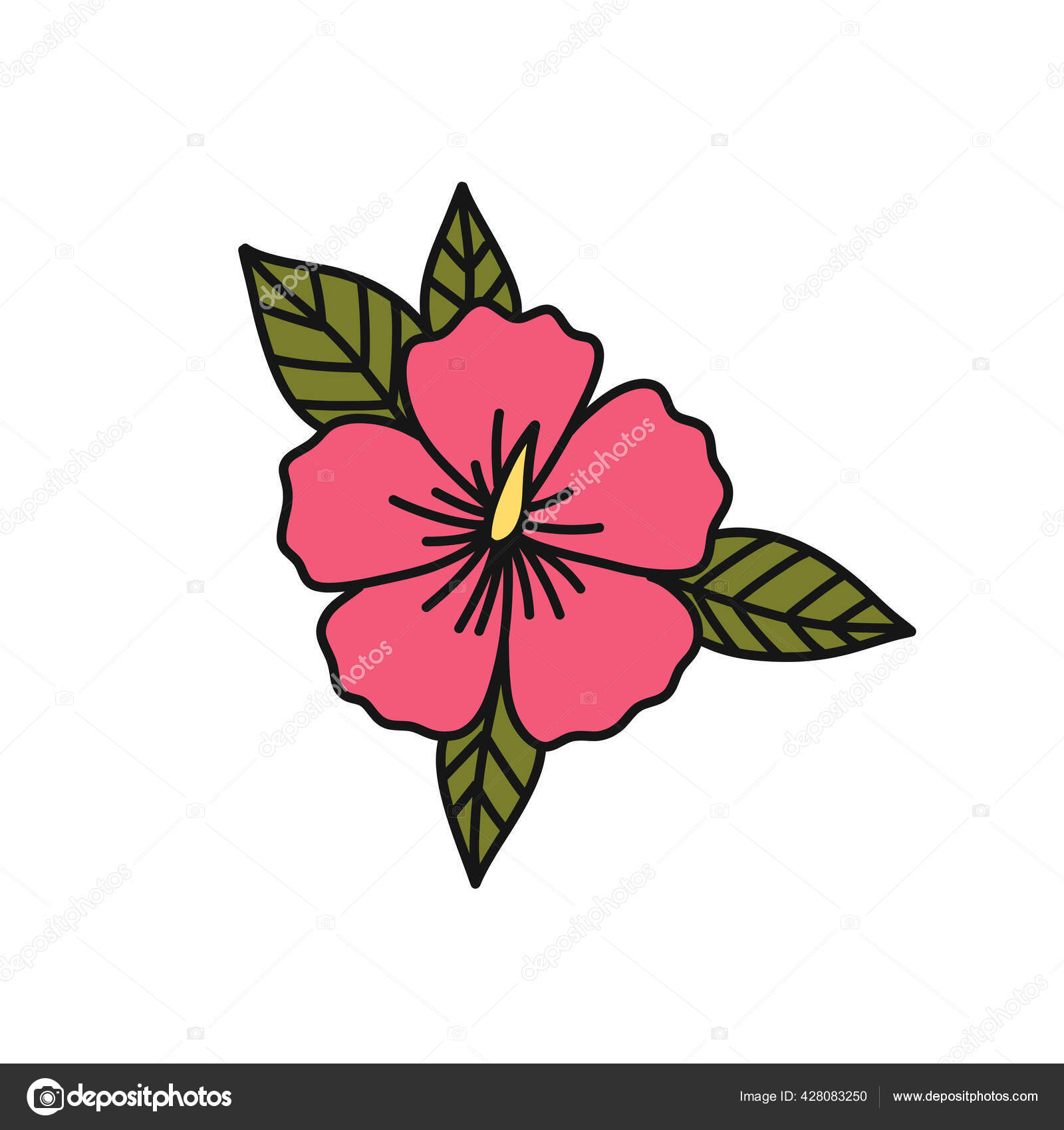 Mugunghwa Flower Doodle Icon Vector Illustration Stock Vector Image by ...