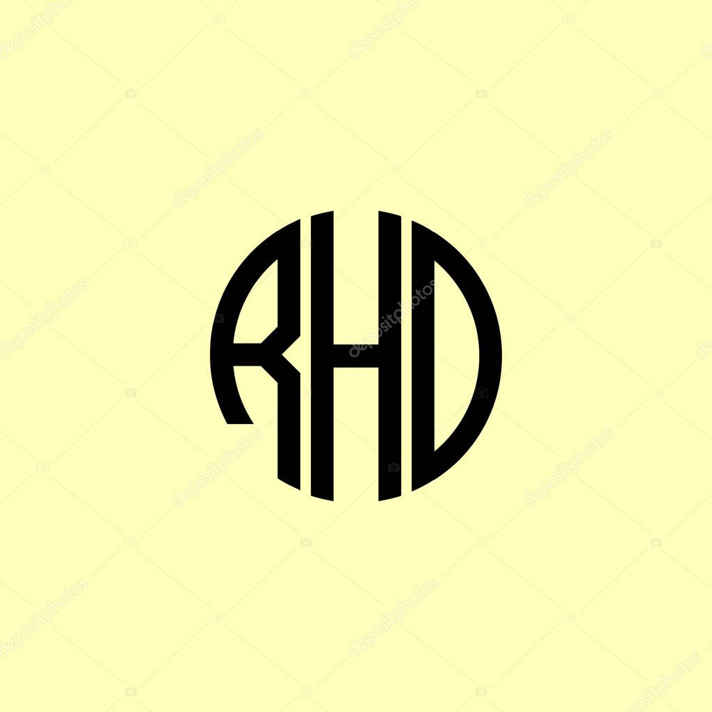 Letras iniciales redondeadas creativas RHD Logo. Será adecuado para qué empresa o nombre de ...