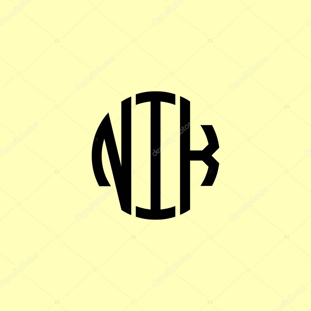 Letras iniciales redondeadas creativas Logo NIK. Será adecuado para qué ...