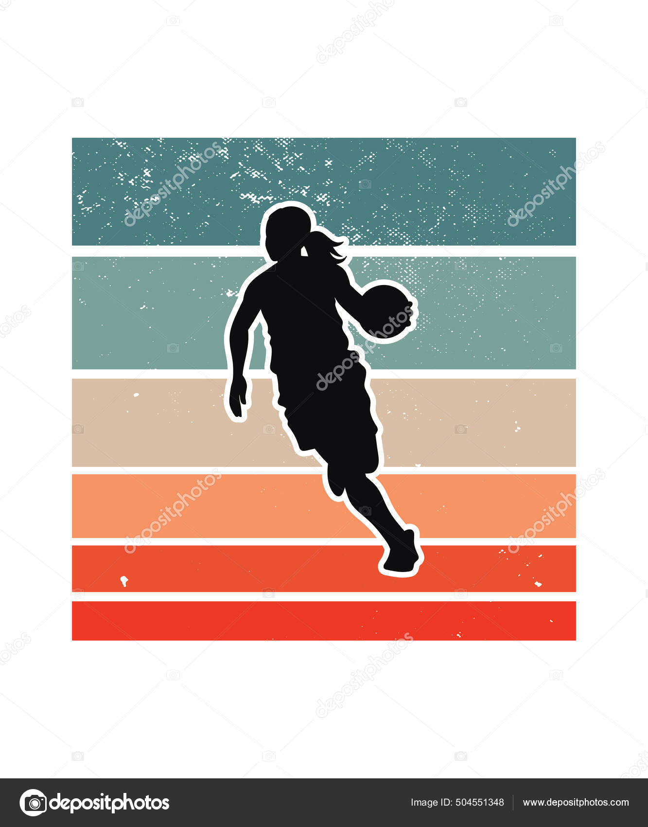 Plantilla Baloncesto Retro Sunset Design Plantilla Diseño Vectorial ...