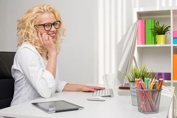 Secretary opening her blouse — Stock Photo © grinvalds #112422458