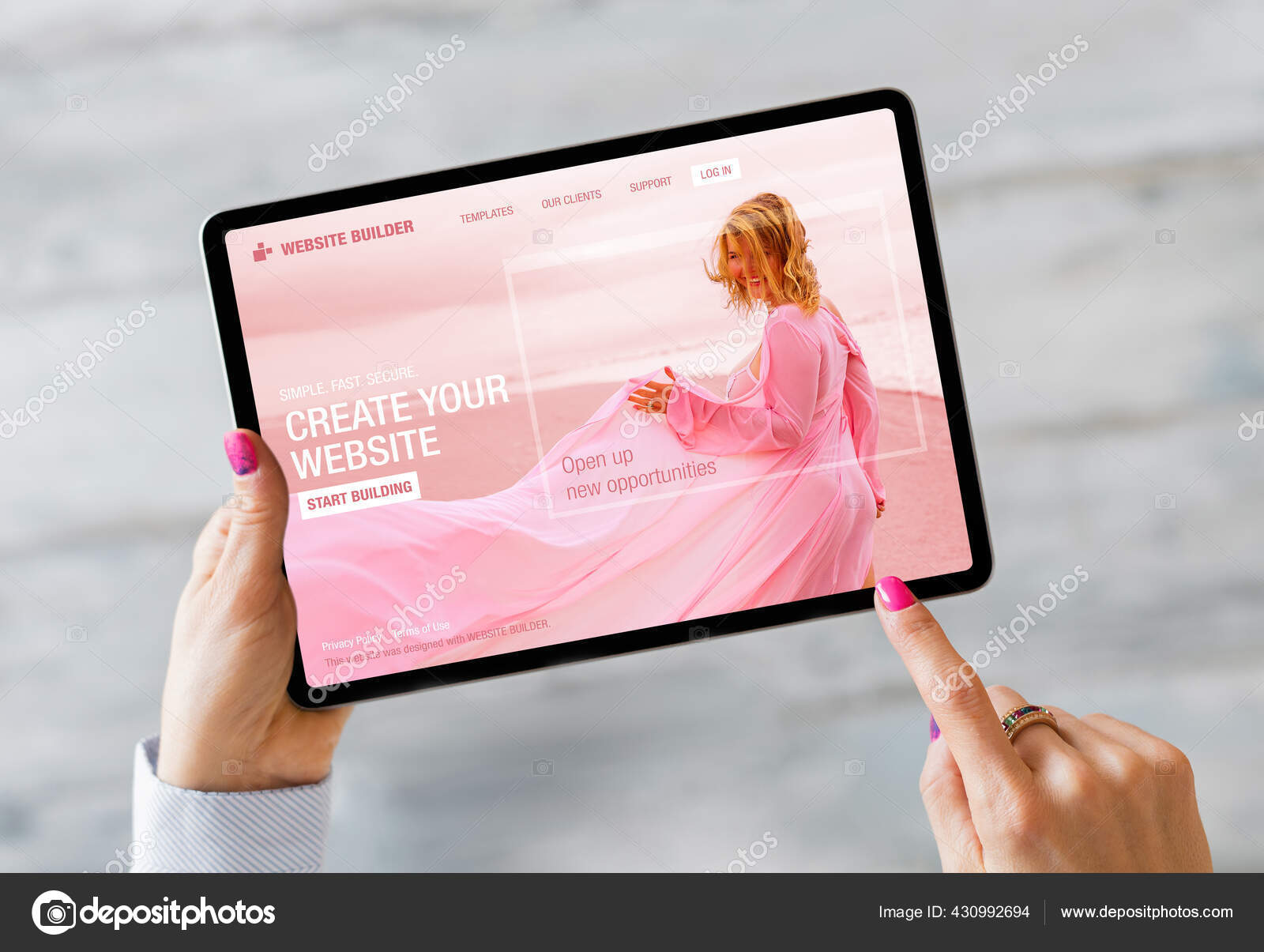 Woman Building Her Website Tablet Computer — Stock Photo © grinvalds ...