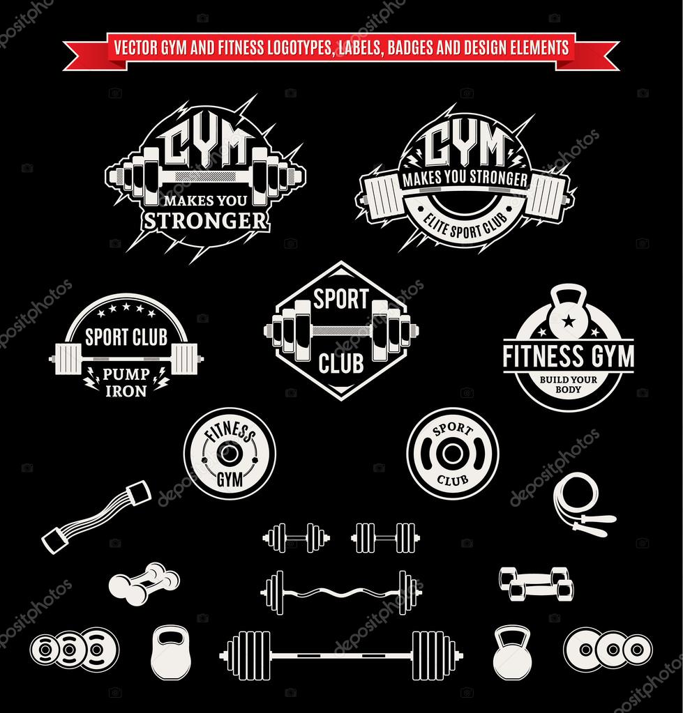 Conjunto de Vectores Gimnasio y Fitness Logotipos, Etiquetas, Insignias ...