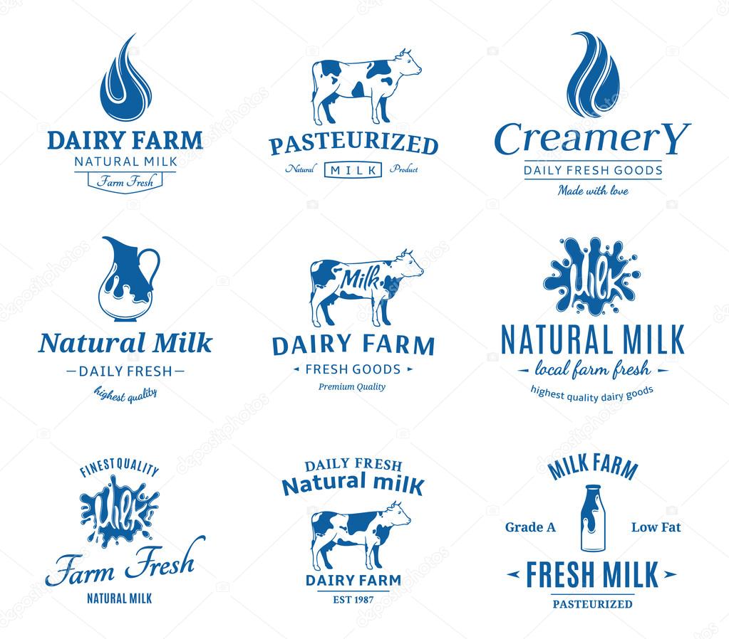 Set of Vector Milk Logos, Labels and Design Elements ⬇ Vector Image by ...
