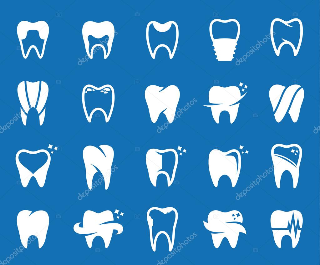 Vector tooth icons, symbols and design elements Stock Vector Image by ...