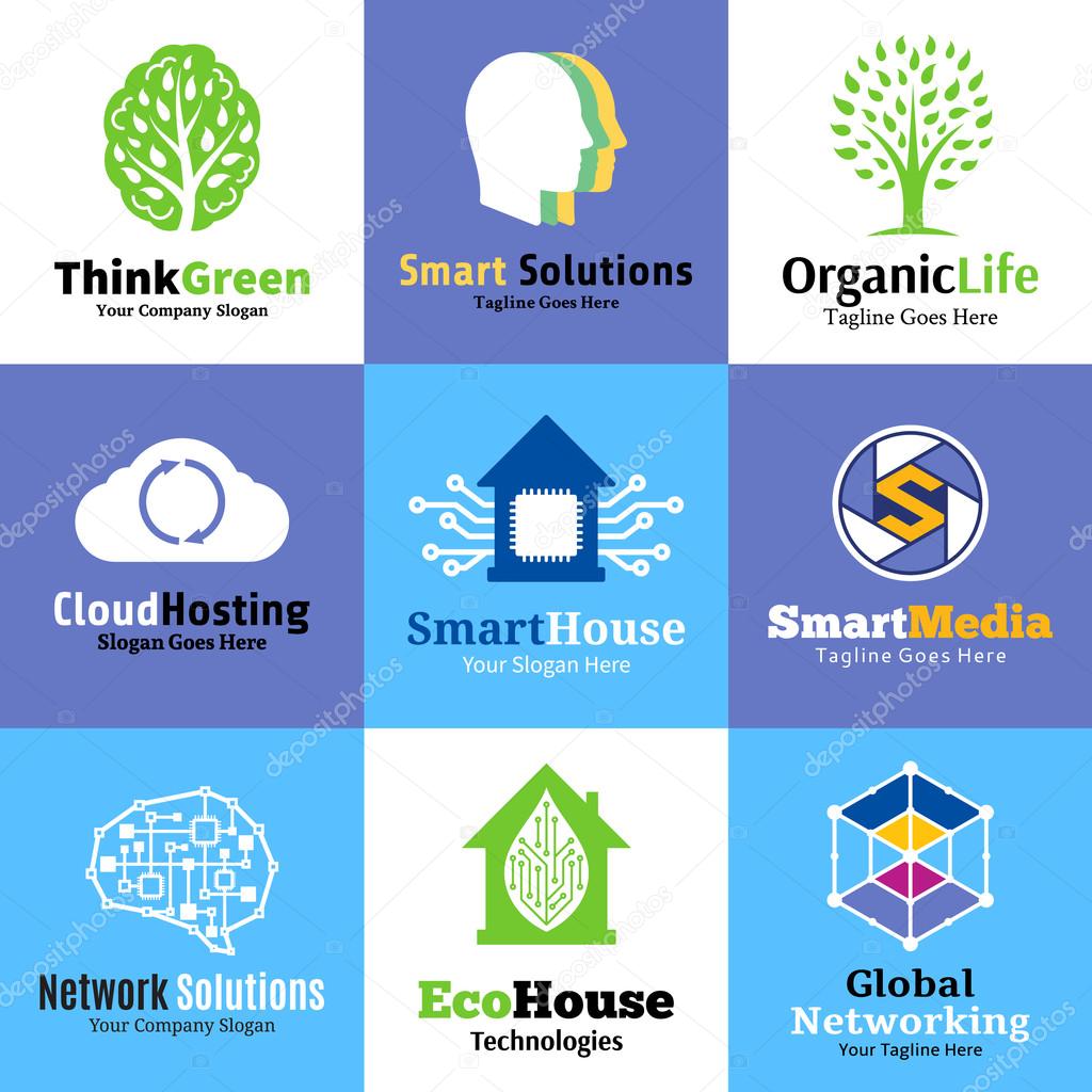 Vector technology, network and science logo, icons and design elements ...