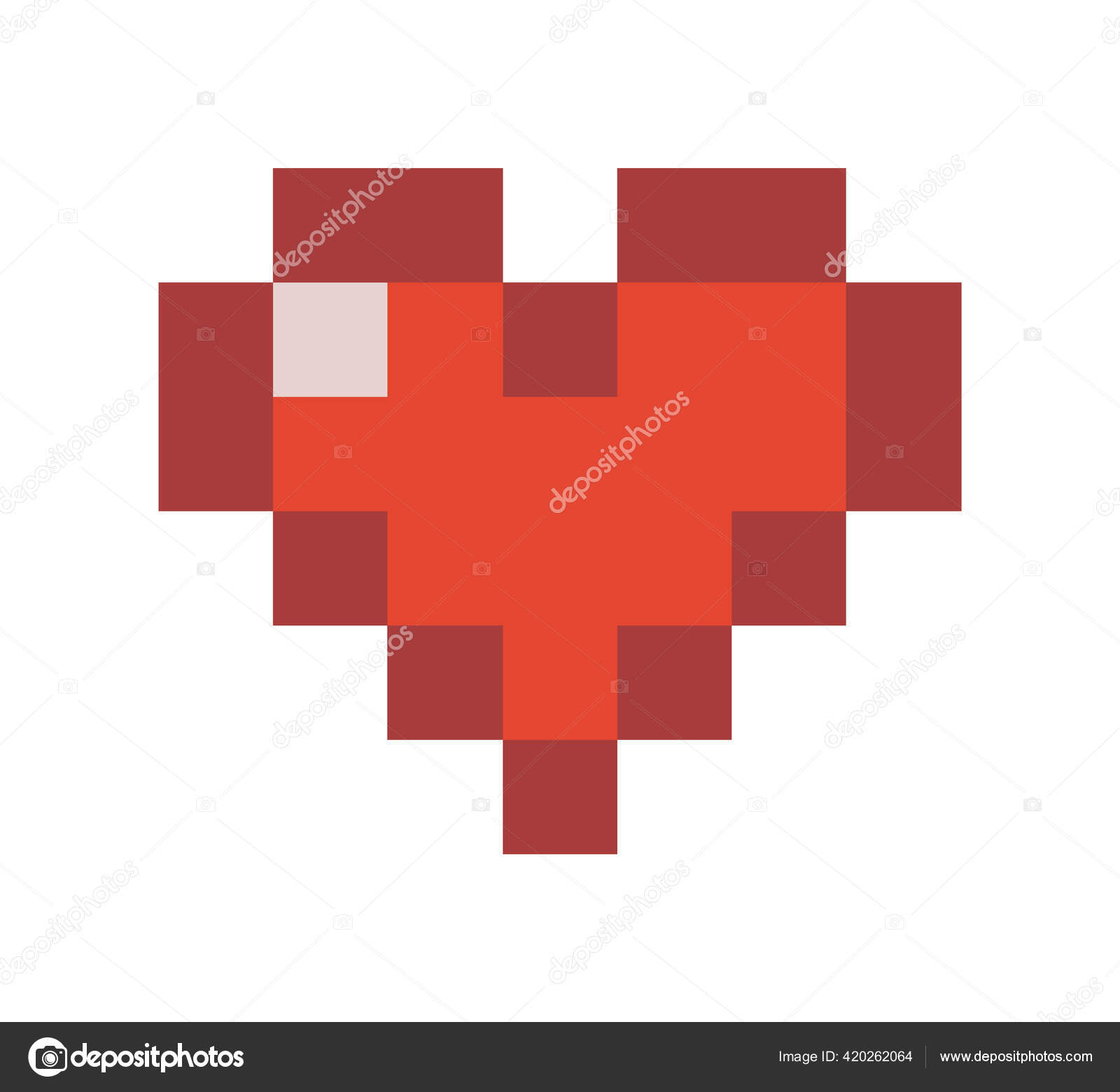 Pixel icono corazón rojo aislado sobre fondo blanco. Ilustración ...