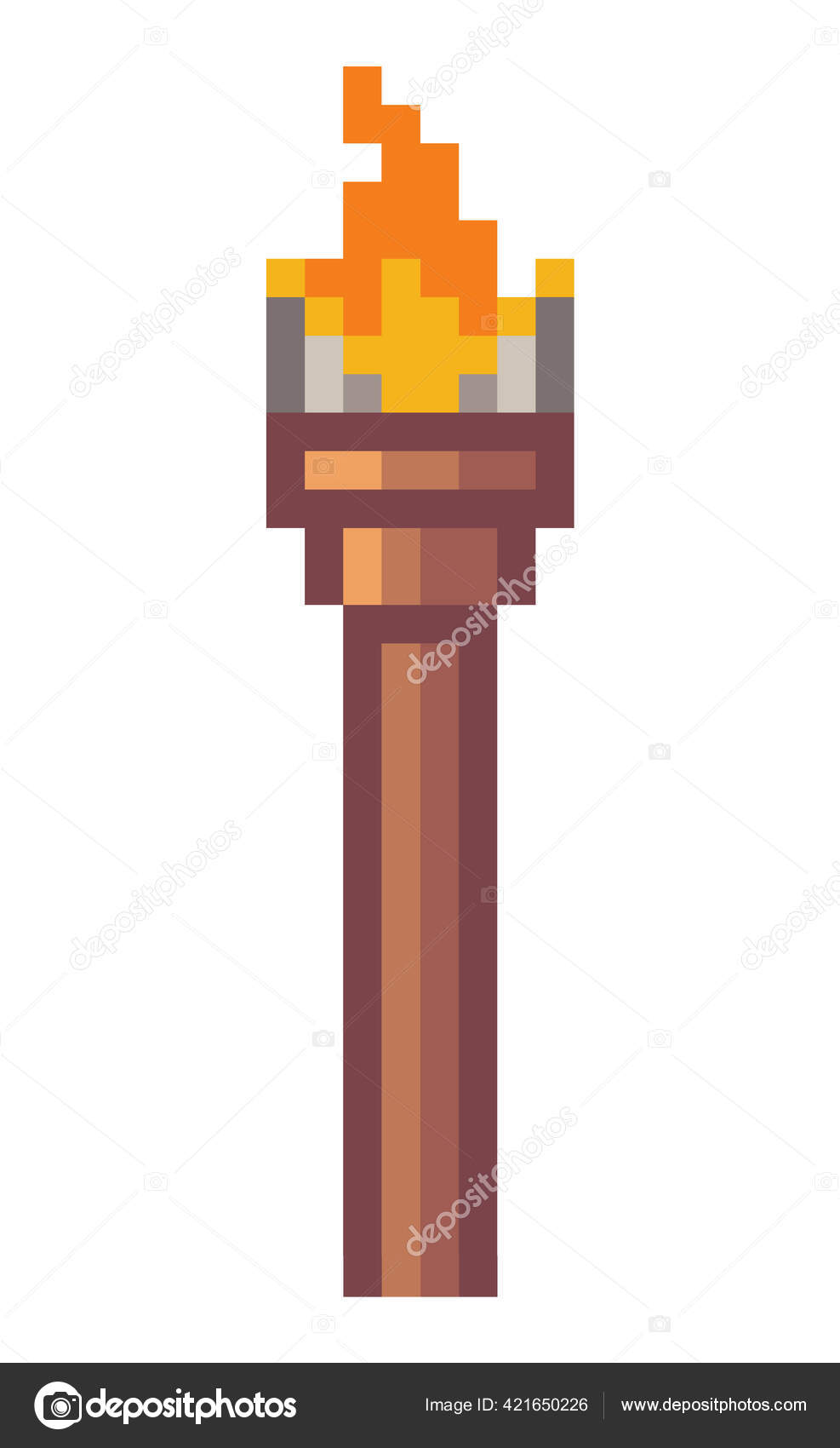 Vector pixel torch. Pixel art style 8-bit. Illustration of pixel object ...